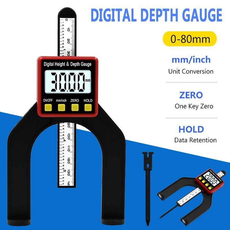 Buy Idl LCD Digital Height Depth Gauge 80mm Woodworking Altimeter Ruler ...