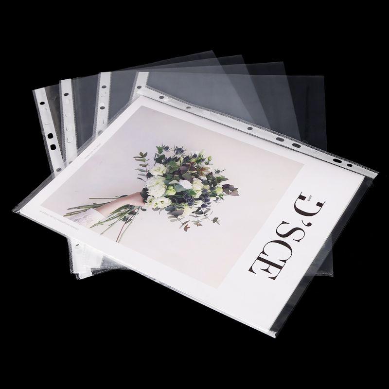 100pcs A4 Transparent Perforated File Storage Document Folder Case Bag ...