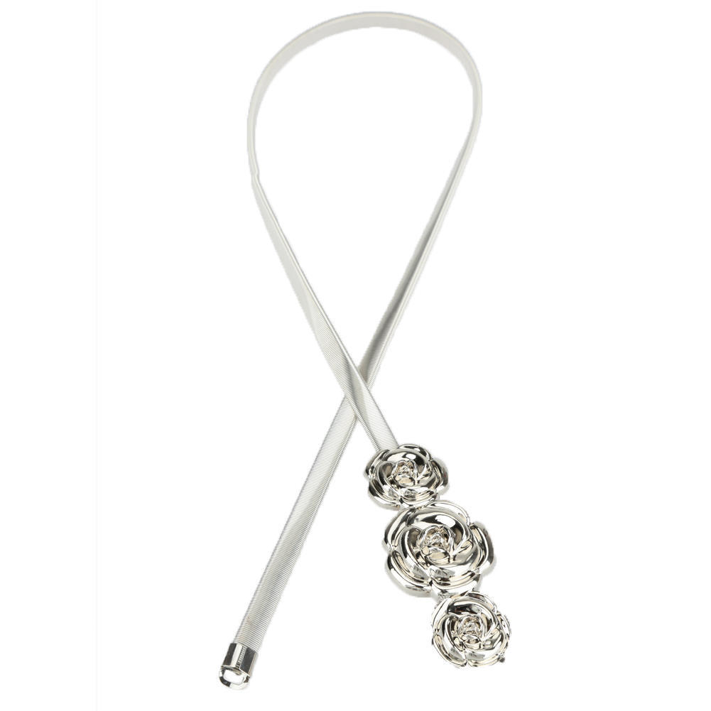 Buy Chic Fashion Women Metal Belt Rose Clasp Front Stretch Spring Waist ...