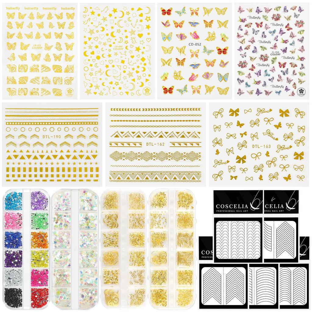 Buy Nail Art Decorations Colorful Rhinestones 3D Charms Shiny Crystal ...