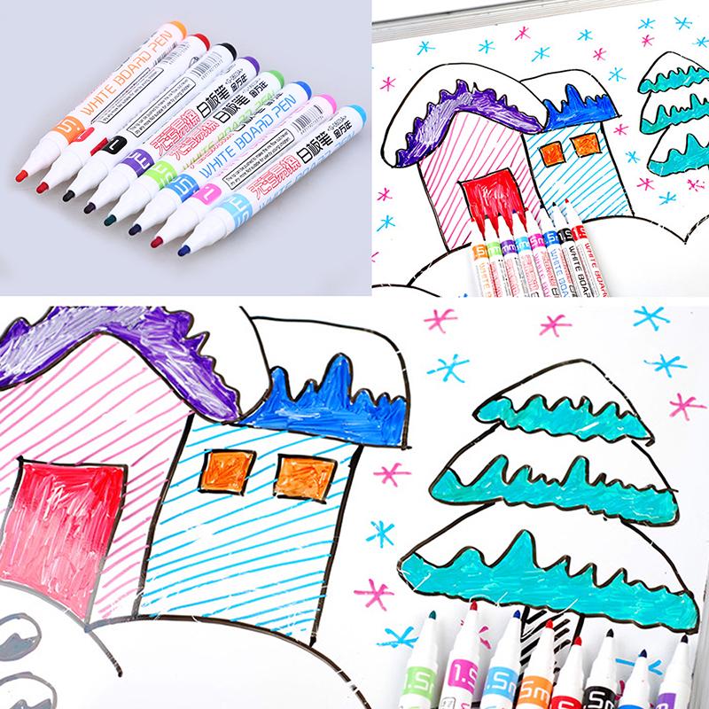 Buy 1 Set 8 Color Whiteboard Pen Plastic Whiteboard Marker Pen Drawing ...