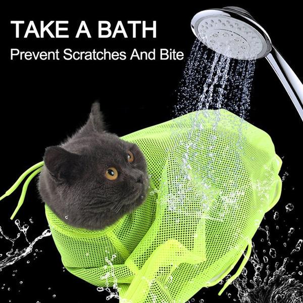 Buy Cat Grooming Bath Bag Mesh Cat Washing Bag Biting Restraint For Pet ...