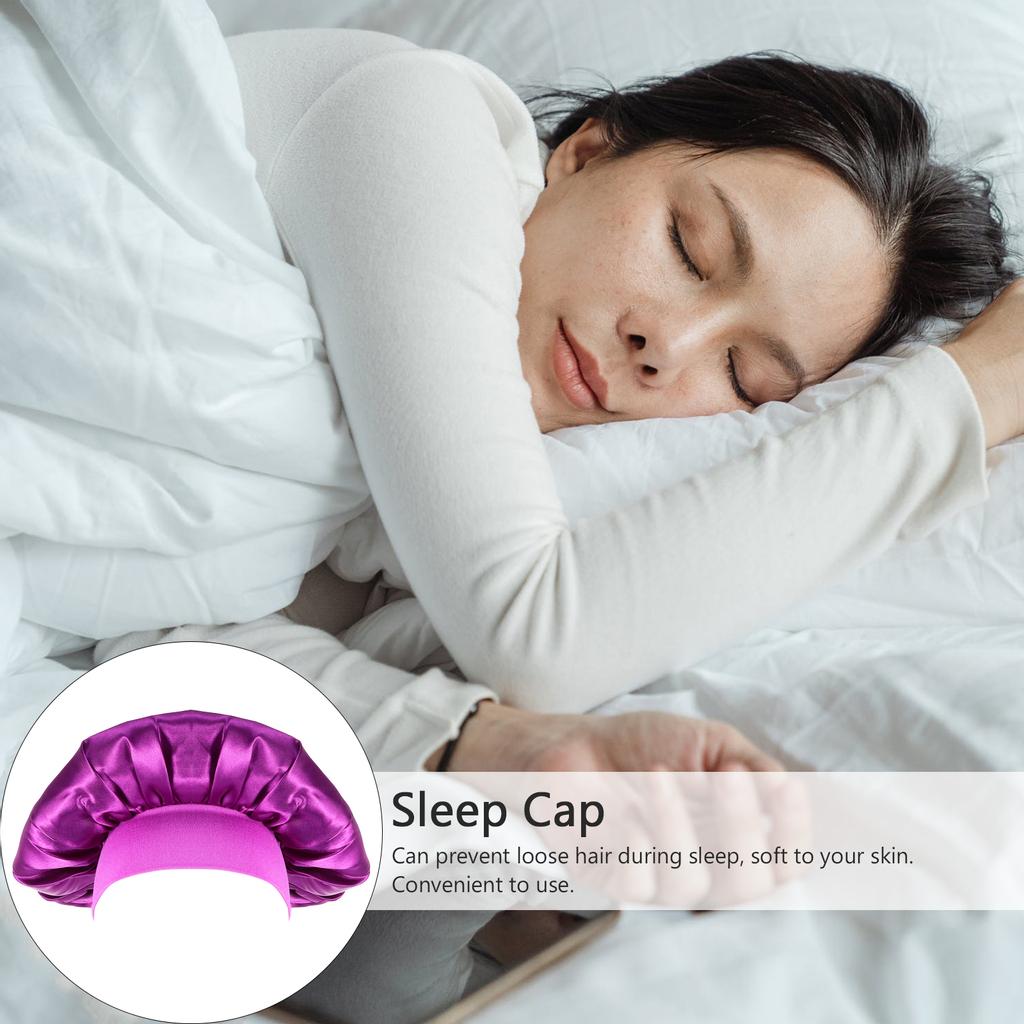 Buy 1pc Sleep Hat Makeup Hair Cap Wide Side Nightcap Night Sleep Cap ...