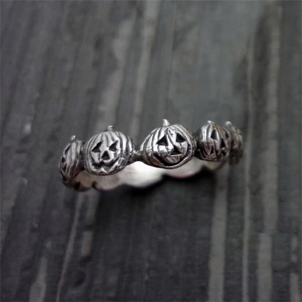 Buy Vintage Silver Color Pumpkin Rings Creative Finger Jewelry ...