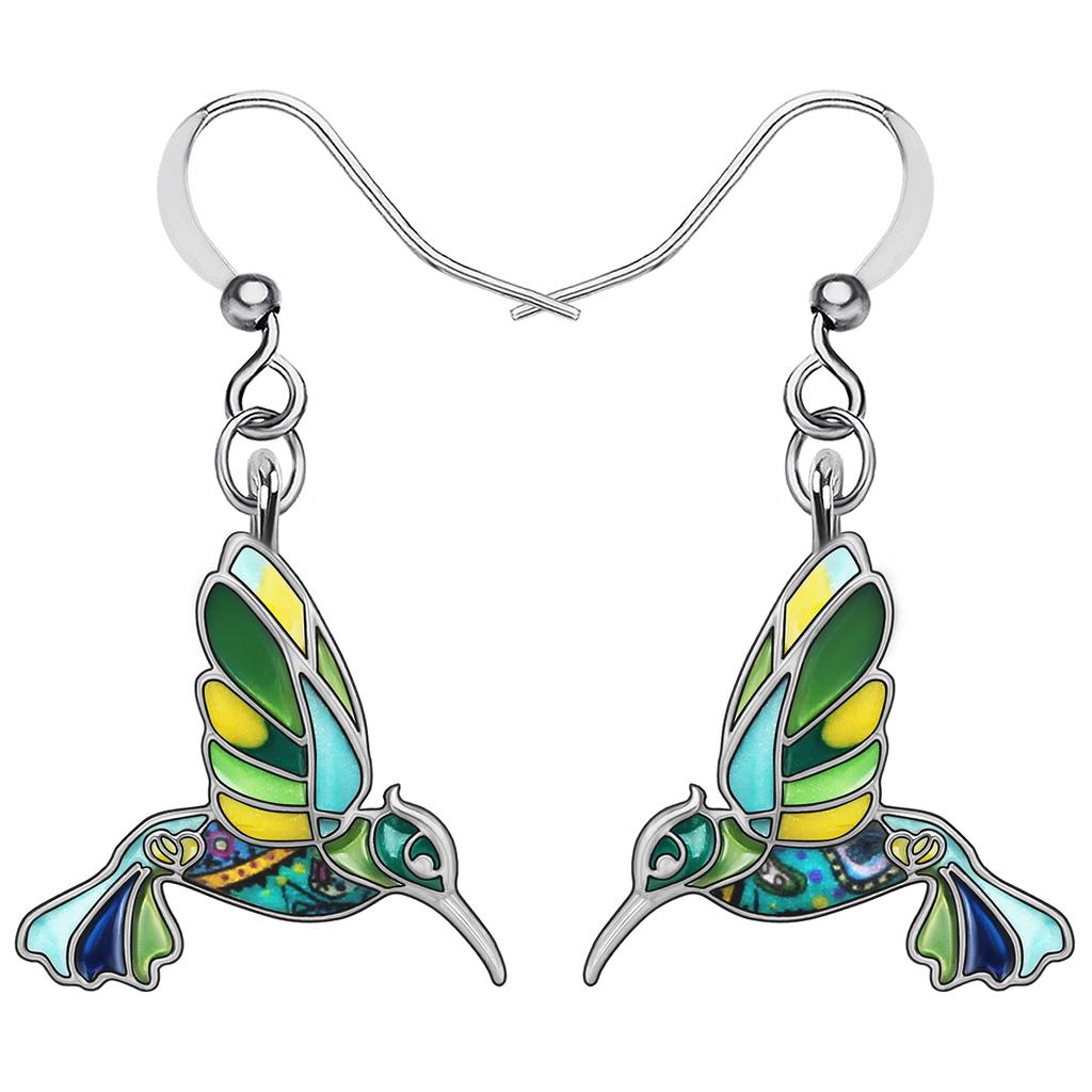 Buy Enamel Alloy Colorful Flying Hummingbird Earrings Sweet Birds ...