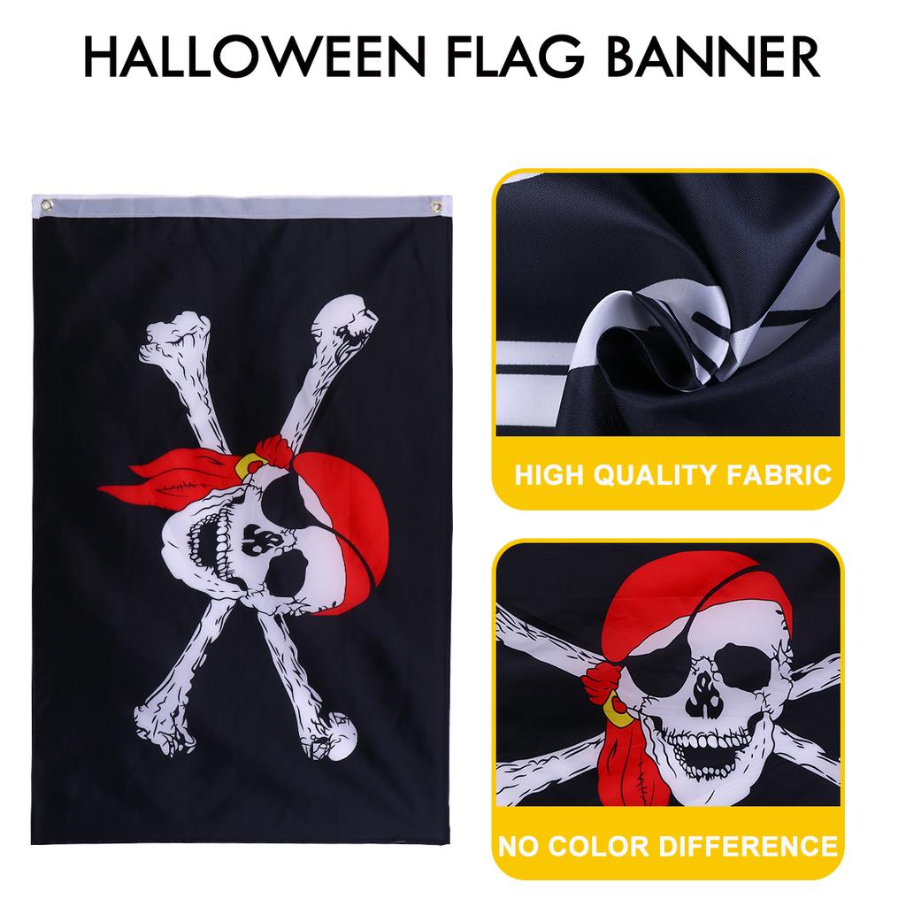Buy 2PCS Bar Haunted House Pirate Flags Skull Flags Scary Horrific ...