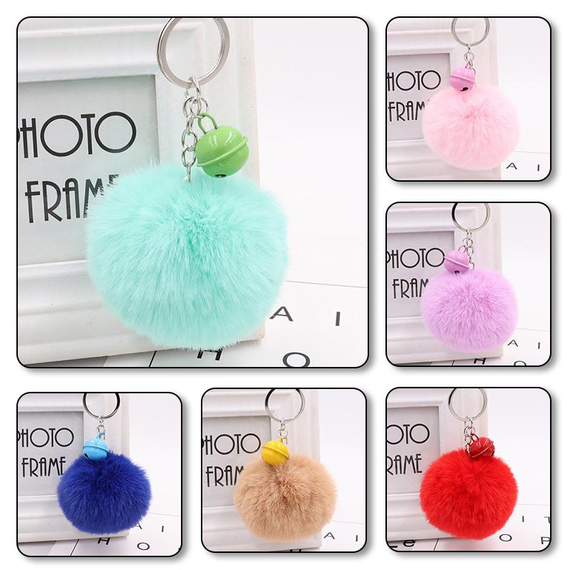 1PC Women Pendant Bells Fur Ball Key Chains Keychain Key Chains Fur ...