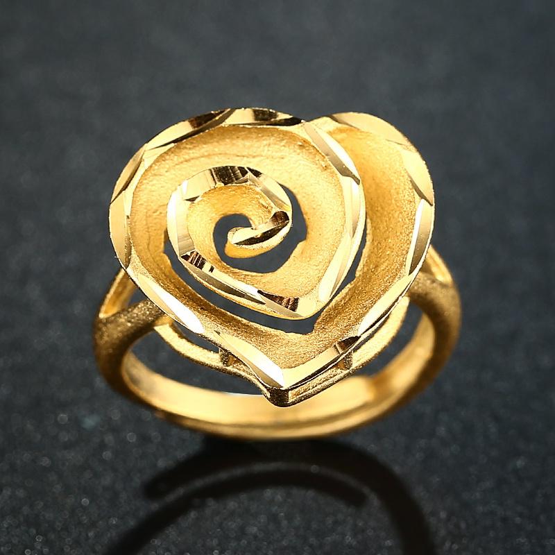 Buy Love Heart Ring For Women Romantic Multilayer Flower 18K Gold ...