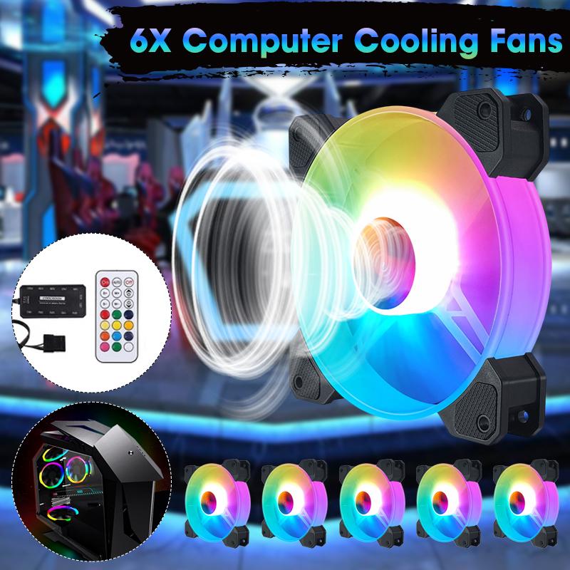 Buy 6pcs 120mm Fan PC Cooling RGB Fan Header Quiet Computer Case CPU ...