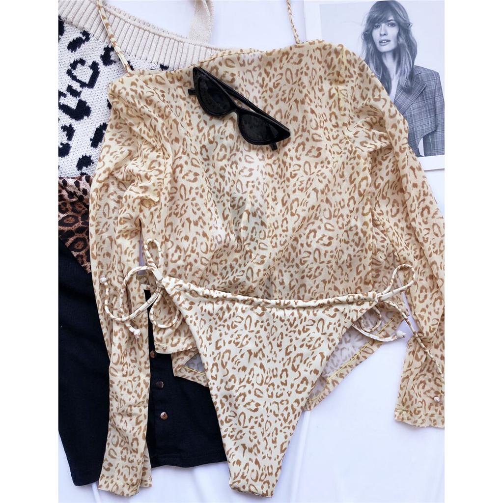 Buy 2021 Leopard Bikini Female Swimsuit Women Swimwear Three-pieces ...
