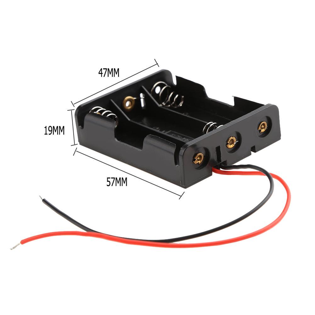 Buy 3 Slots Plastic AA Batteries Storage Box Case Battery Clip w/Wire ...