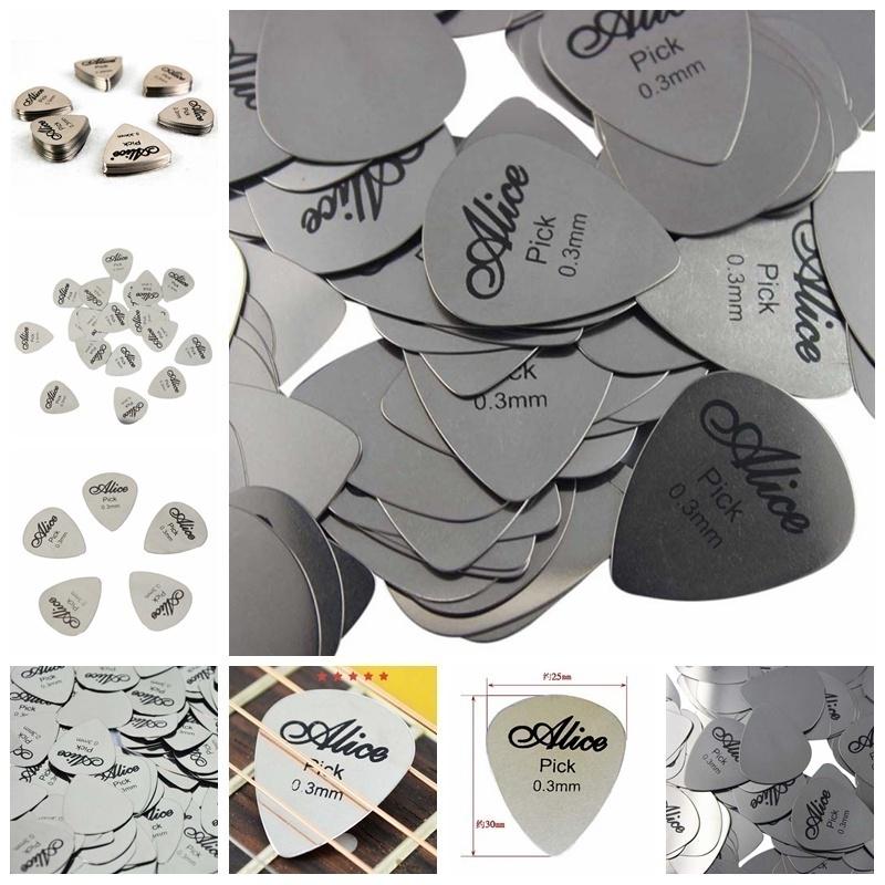 Buy 5Pcs Metal Guitar Pick 0.3mm Thin Durable Silver Color Professional ...