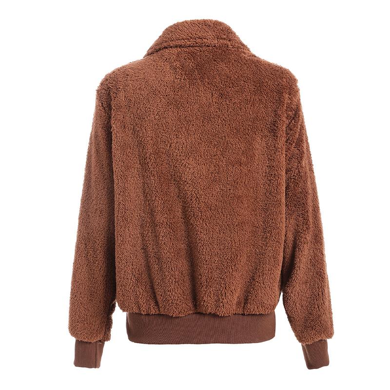 Cheap Warm Velvet Jacket Solid Color Casual Thickened Top for Women | Joom