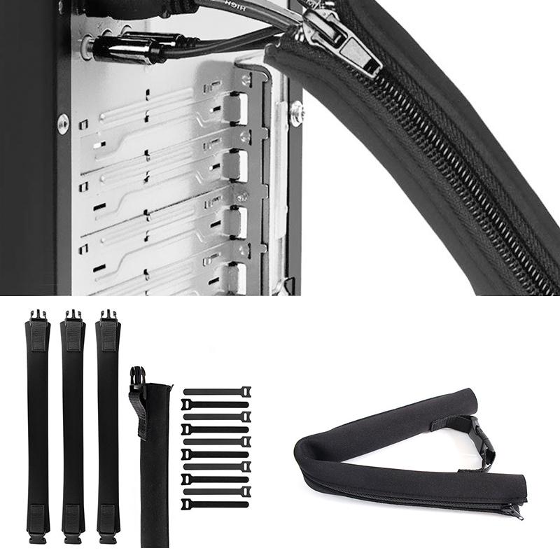 1/4Pcs Cord Sleeve w/ PC Cable Management Cable Management Sleeve ...