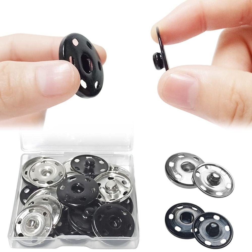 Cheap 24 Sets 25mm Dia Snaps Buttons Black Fastener Buttons Metal Snap ...