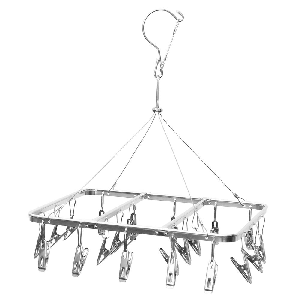 Buy 1 Pcs Aluminium Alloy Clothes Hangers Square Laundry Double Lines ...