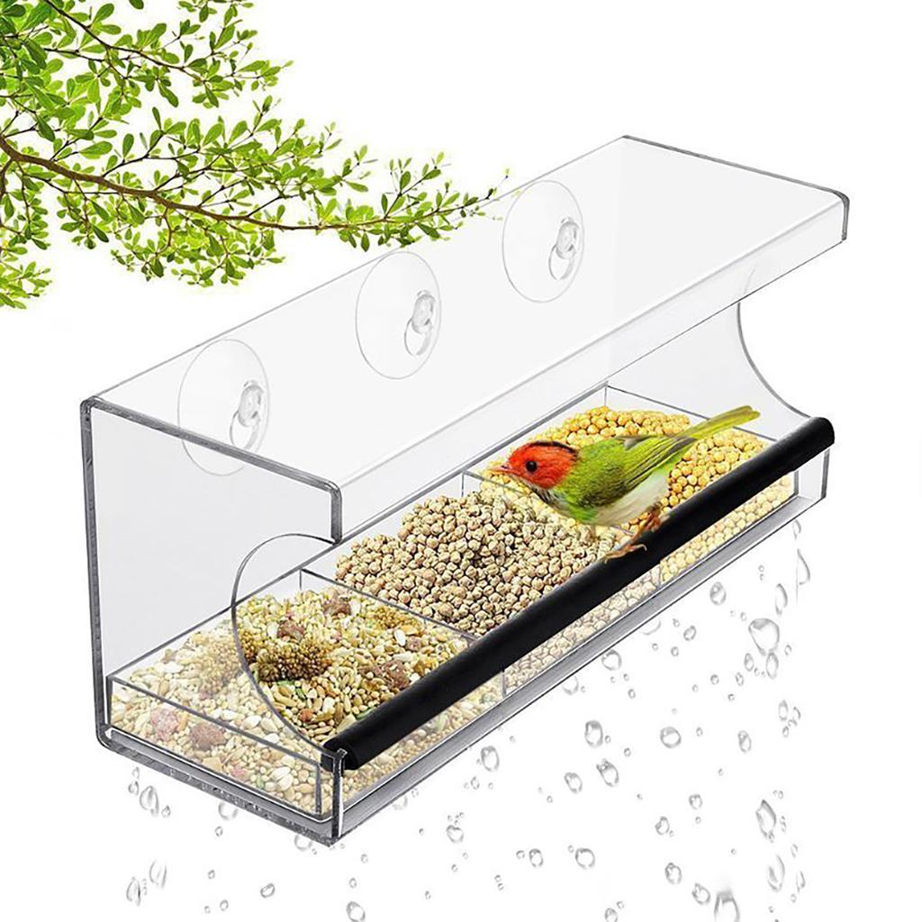 Suction Cup Window Bird Feeder, Transparent, Hanging Seed Tray for ...