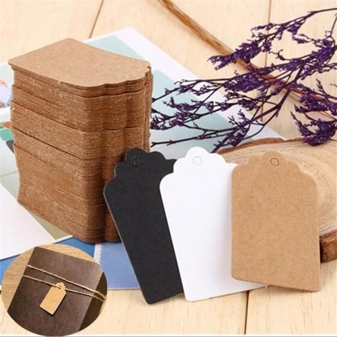 100pcs Blank Brown Kraft Paper Marked Blank Card Hand Draw Tags Labeled ...