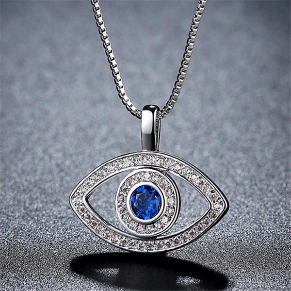 Buy Creative Micro Inlaid Zircon Blue Eye Pendant Elegant Necklace for ...