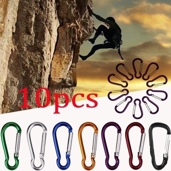 Buy 10 Pcs Climbing Buckle Aluminum Alloy D Carabiner Spring Snap Clip ...