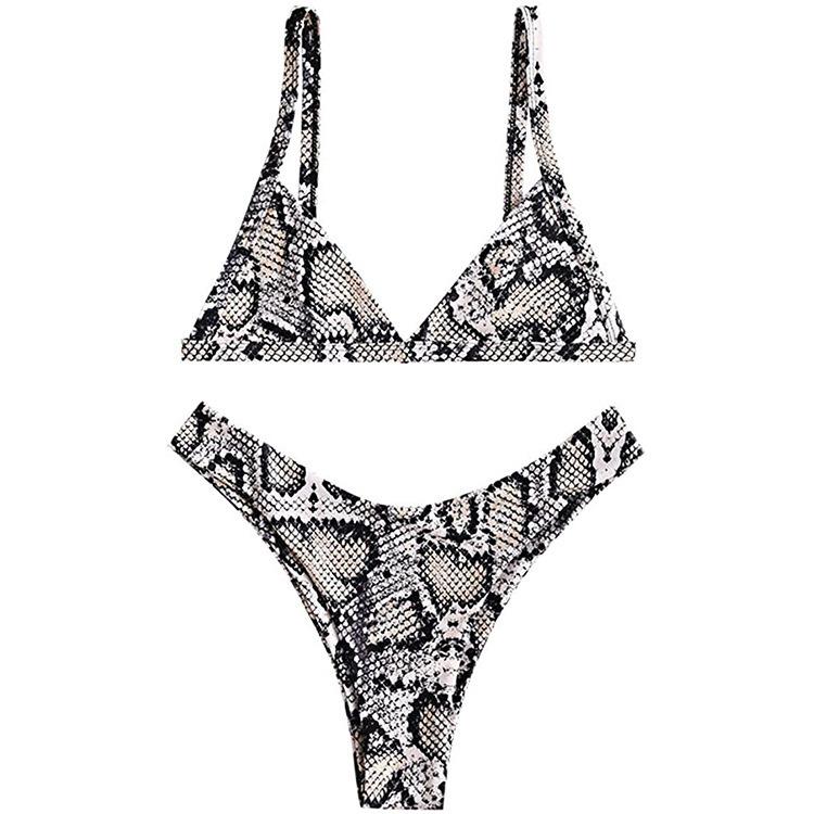 Buy Women's Fashion Two Pieces Snakeskin Bikini Set High Cut Tankini ...