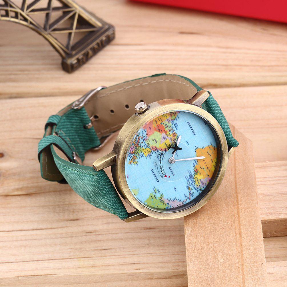 Buy Women Men Vintage Casual World Map Dial Analog Quartz Wrist Watch ...