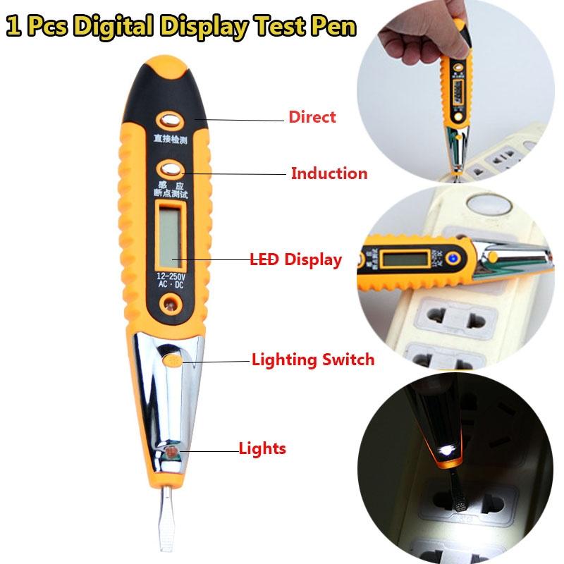 1 Pcs Digital Display Contact Test Pen with LED Light Safety Electrical ...