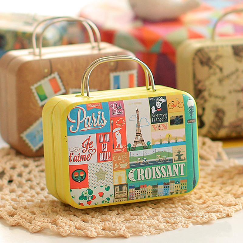 Buy Mini Storage Tin Box Retro Suitcase Handbag Small Rectangular Candy ...