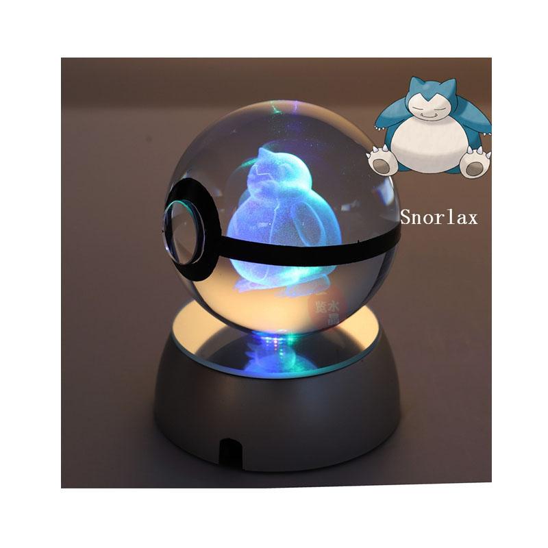 Buy Anime Pokemon 3D Crystal Ball Snorlax Figure Pokeball Engraving ...