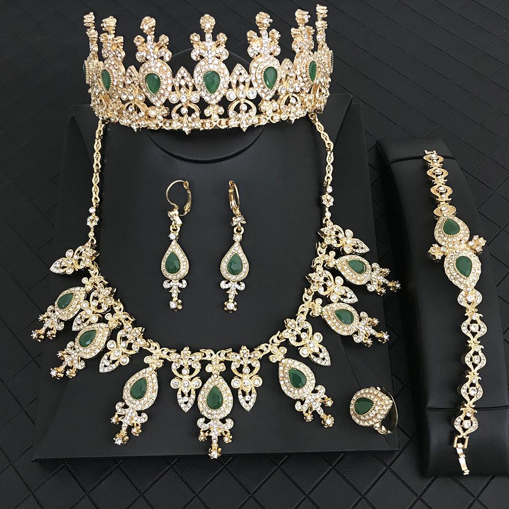 Retro Turkish Jewelry Set Bracelet Ear Circle Neck Ring Crown Wedding ...