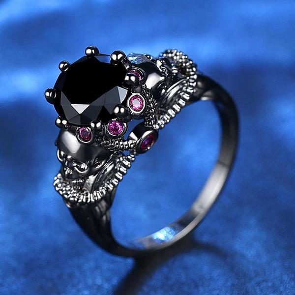 Buy Cool Black Zircon Unisex Ring Wedding Party Personality Ring at ...