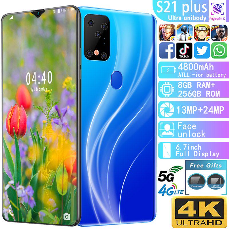 Buy Mobile Phone S21 PLUS 8G RAM 256G ROM 6.7 Inch Screen Android10 ...