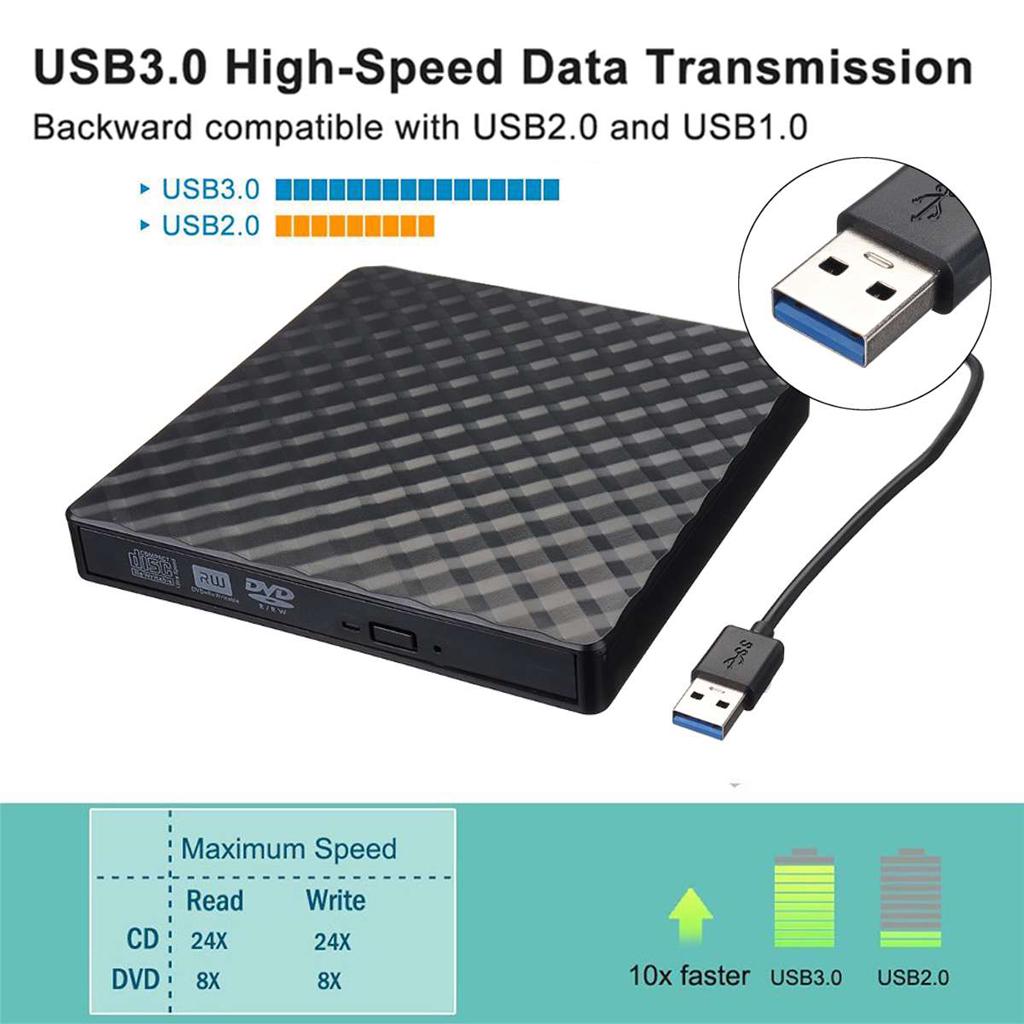 External USB 3.0 High Speed Slim DVD Burner Optical Drive for Desktop ...