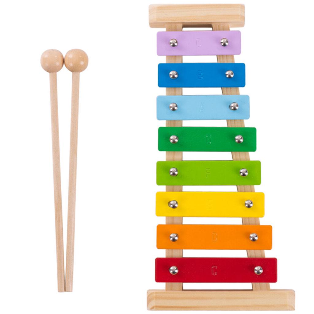 8 Tones Wooden Game Musical Educational Toys Xylophone Hand Knock for ...