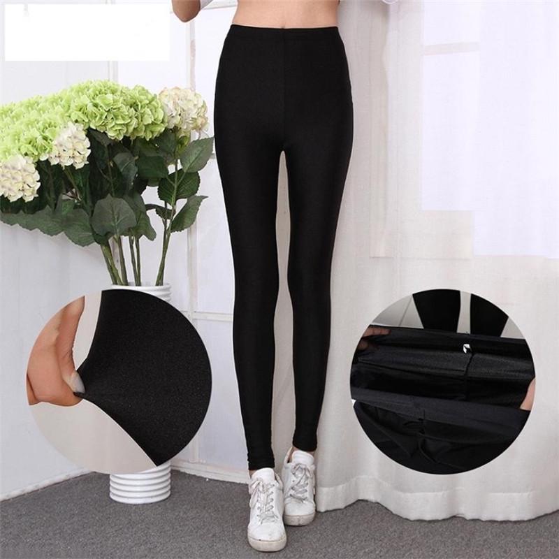 Buy Super Soft Thin Section Shiny Pants Waist Stretch Pants Feet Nine ...