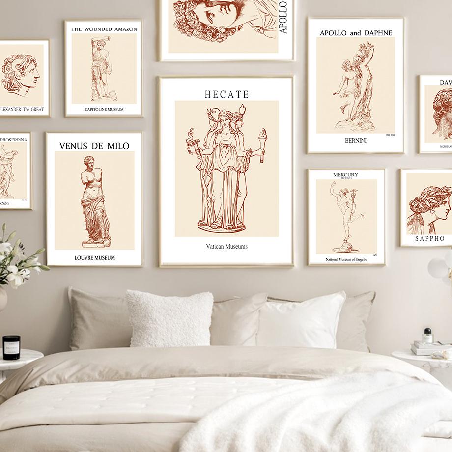 David Milo Athena Abstract Wall Art Statue of Vintage Canvas Painting ...