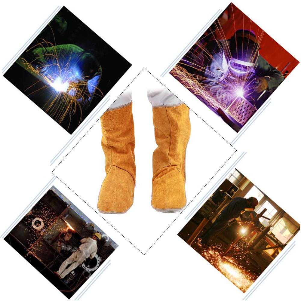 Buy 1Pair Cowhide Heat Resistant Flame-Retardant Welding Boot ...