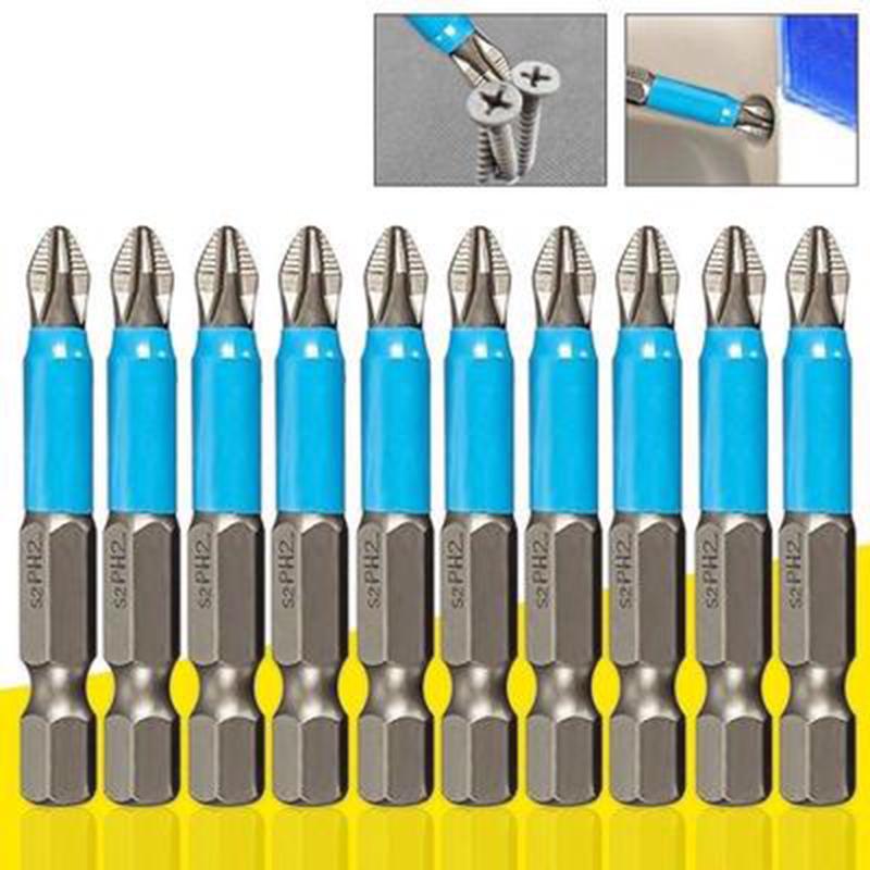 Buy 10pcs Brand Magnetic 50mm PH2 Phillips Cross Head Bits Hand Tools ...