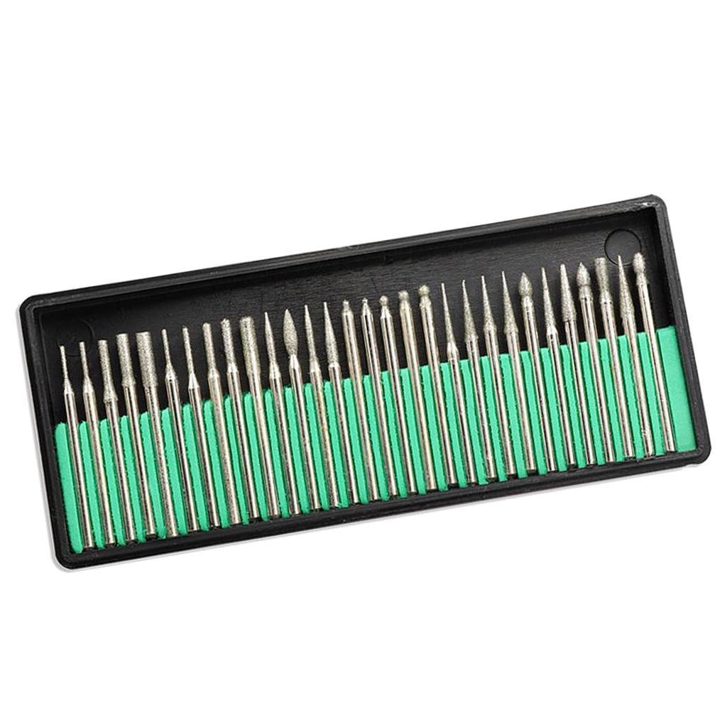 30pcs Diamond Point Burr Bits Drill Head Needle Tip Grinding 3.0mm ...