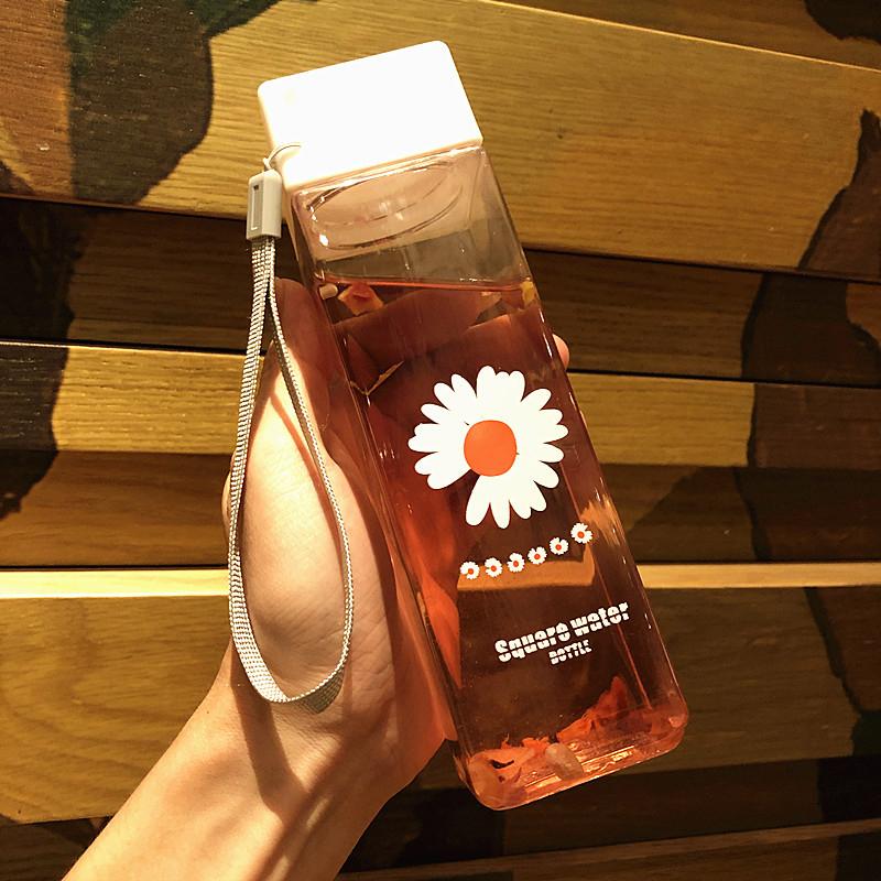 500ml Transparent Square Plastic Matte Water Cup Outdoor Cold Juice ...
