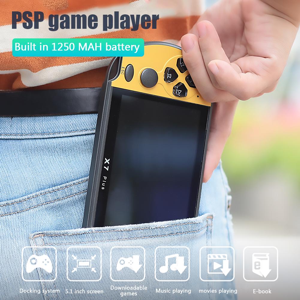 Buy X7 Plus 5.1 inch Handheld Game Console 8GB Game Player Built-in 200 ...