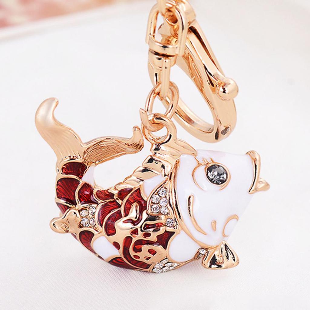 Carp Rhinestones Car Keychain Key Rings Bag Pendant Hanging Ornament ...
