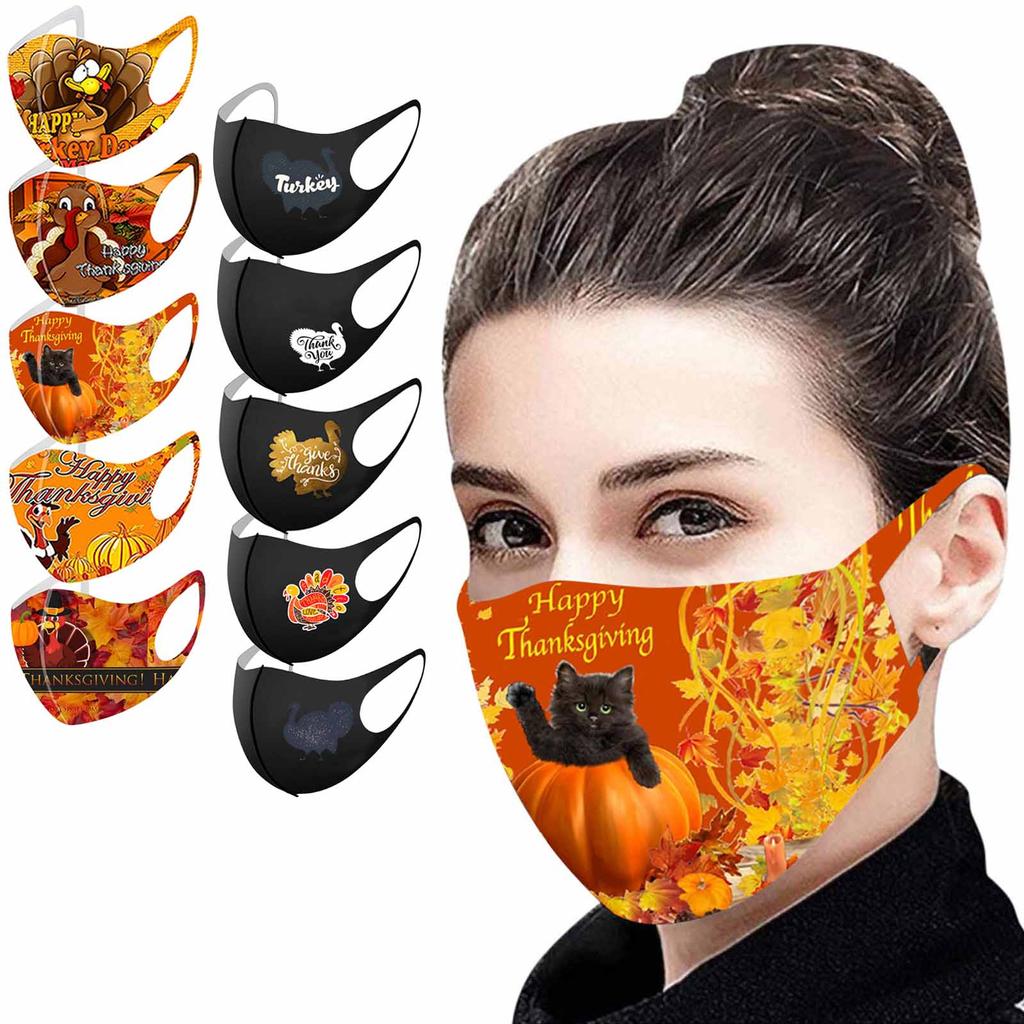 Buy 10PCS Adult's Thanksgiving Prints Protection Face Mask Washable ...