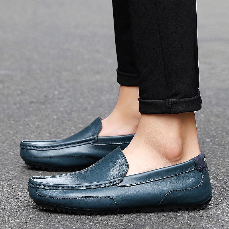 Купить Кожаная мужская повседневная обувь. Мужские лоферы на плоской ...