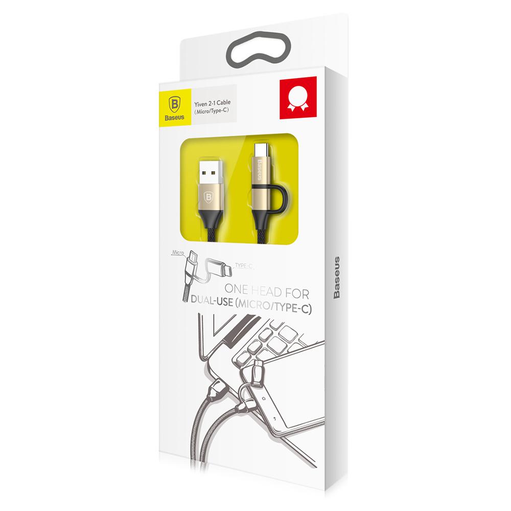Buy Baseus Yiven Cable Micro USB Type-C Adapter 2A Fast Charging Data Transmission Sync 1M at ...