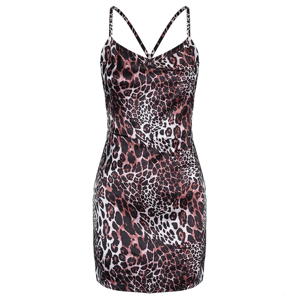 Buy Leopard Print Dresses Women Sexy Sling Evening Party Cocktail ...