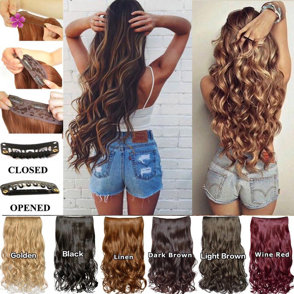 Buy 1Pc 5 Clip Fashion Extensions Curly Pretty Woman Girl Wig Hair at ...