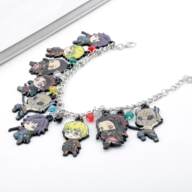 Buy Cartoon Anime Demon Slayer Charm Bracelet Kamado Tanjirou Metal ...