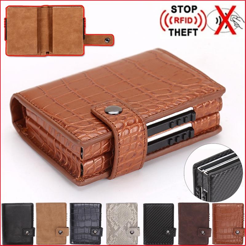 Buy Dual Card Aluminum Alloy Card Box Wallet Anti-theft Swipe Card ...