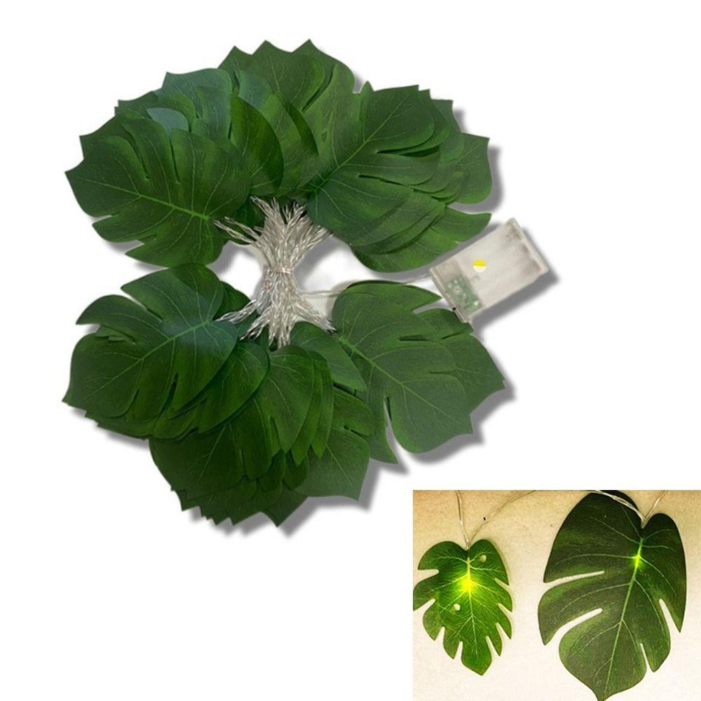 Fake Plants Palm Leaves String Home Ornaments Lighting Chains Hawaiian ...